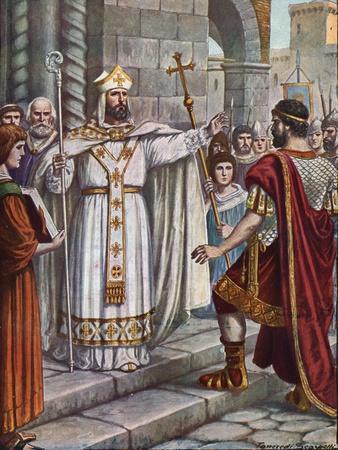 'The Archeveque Saint Ambrose of Milan (Aurelius Ambrosius, Ambrogio Di ...