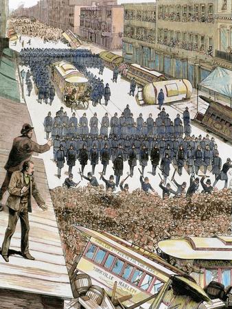 'Police Officers Dispersing the Strike of Employees of Streetcar in New ...