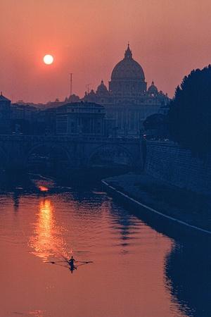 'Tiber with St. Peter's Basilica at Sunset, 1971 (Photo)' Giclee Print - Ted Spiegel | Art.com