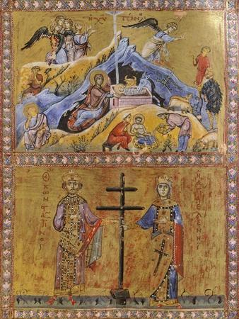 'The Birth of Jesus, Constantine and Saint Helen, Miniature from Greek ...