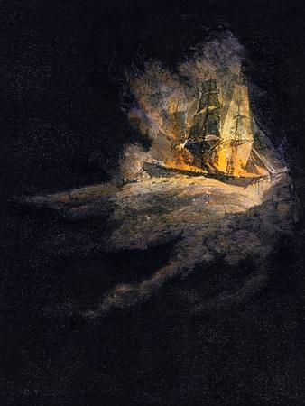 The Burning Ghost Ship Wandering on the Seas, Legendary Cursed Ship ...