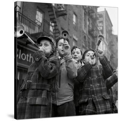 Blowing horns on Bleeker Street Stretched Canvas Print - The Chelsea ...