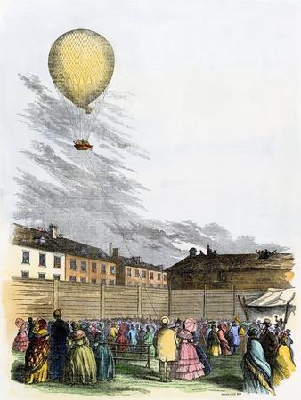 The Crowd Watching the Rise of a Hot Air Balloon in Philadelphia in the ...
