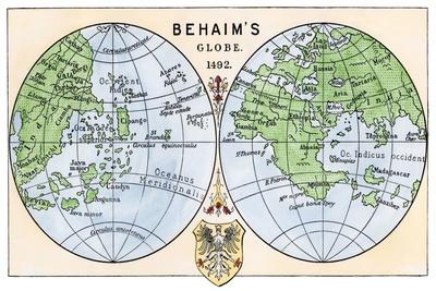 The Diagram of the Globe of 1492 by Martin Behaim (1459-1507, German ...