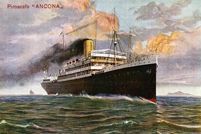 The Italian Steamship the Ancona, Launched in 1907, 20th Century Giclee ...