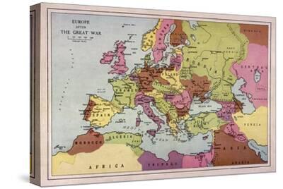 The Map of Europe after World War One Stretched Canvas Print | Art.com