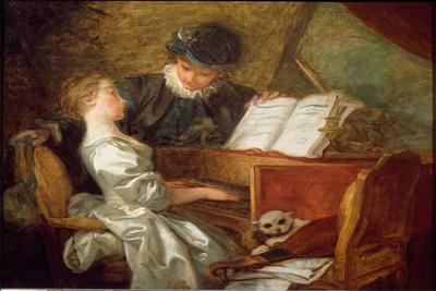 'The Music Lesson (Oil on Canvas, 18Th Century)' Giclee Print - Jean ...