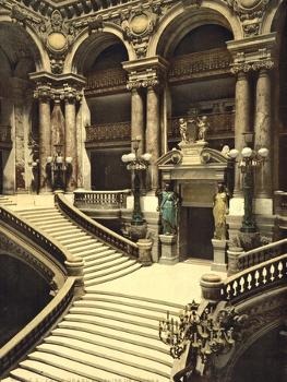 'The Opera House, the grand staircase, Paris, France, c.1890-1900 ...
