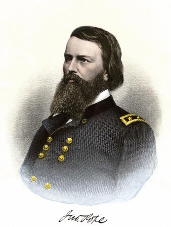 'The Secession War or American Civil War (1861 - 1865): Union General John Pope (1822-1892) with ...