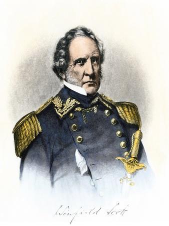 'The Secession War or American Civil War (1861 and 1865): Portrait of Union General Winfield ...