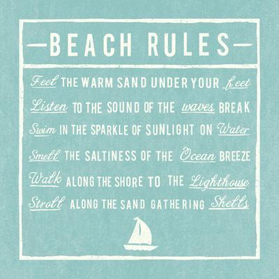 Beach Rules - Aqua - Detail Giclee Print - The Vintage Collection | Art.com