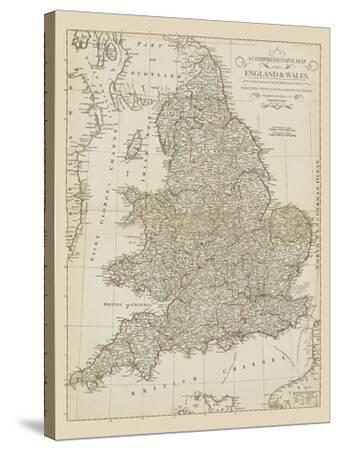 'Map of England and Wales, 1790' Stretched Canvas Print - The Vintage ...