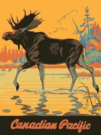 'Visit Canada - Bull Moose - Canadian Pacific Railway, Vintage Railroad ...