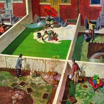 '"Painting the Patio Green", May 2, 1953' Giclee Print - Thornton Utz ...