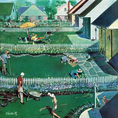 '"Spring Yardwork", May 18, 1957' Giclee Print - Thornton Utz | Art.com