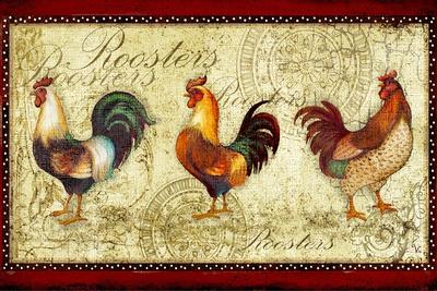 'Three Roosters' Art Print - Viv Eisner | Art.com