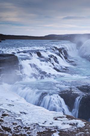 'Thundering Gullfoss Waterfall in Winter Time, Iceland, Europe. Winter ...