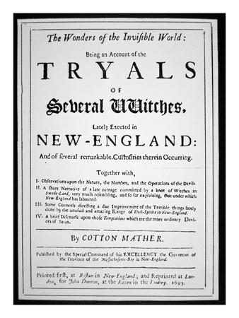 'Title-Page of a Witch Hunt Pamphlet by Cotton Mather Published in 1693 ...