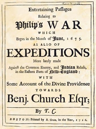 Title Page of the Contemporary Story of the War of King Philip (Or ...