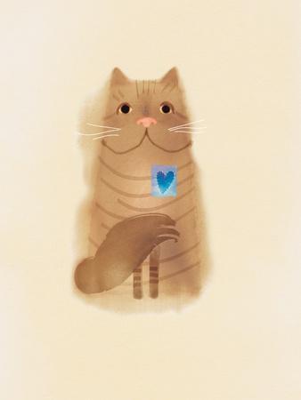 'Blue Heart Cat' Art Print - Tracy Ann | Art.com