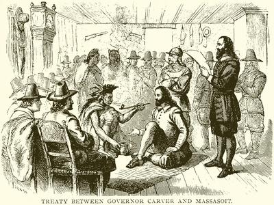 'Treaty Between Governor Carver and Massasoit' Giclee Print | Art.com