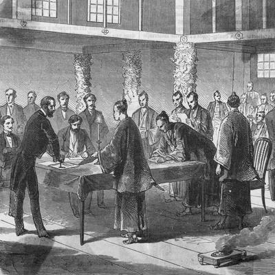 Treaty of Commerce Being Signed Giclee Print | Art.com