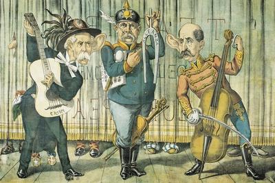 'Trinity Meeting, Caricature of the Triple Alliance, from Il Pappagallo ...