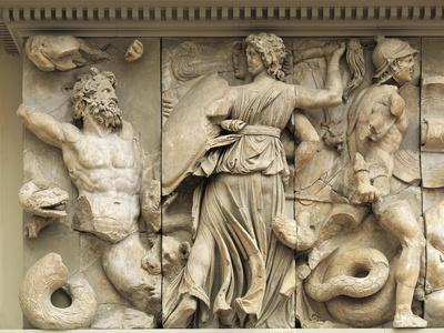 Turkey, Detail of the Frieze from Pergamon Altar Representing Hecate ...