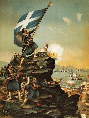 Turkish Navy Attacking Greek Coast, 1897, Greek-Turkish War, Greece ...