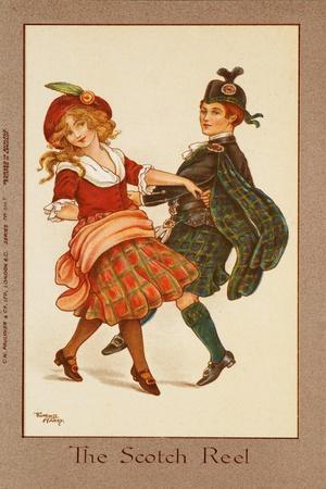 Two Children Dance a Pretty Scottish Reel Dressed in Traditional ...