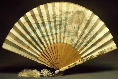 'Two-Sided Fan with Wooden Slats' Giclee Print | Art.com