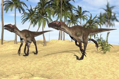 'Two Utahraptors in a Prehistoric Environment' Art Print | Art.com