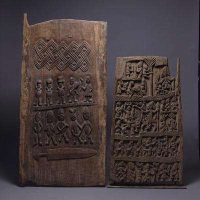 'Two Yoruba Doors, One for a Shango Shrine, Both Carved in Relief with ...