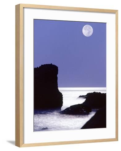 Rocks with Water and Full Moon, Laguna Beach, CA Photographic Print by ...