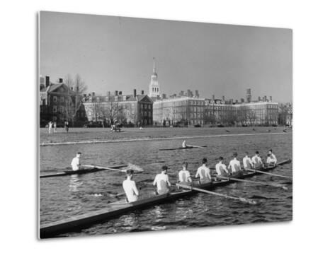 Crew Rowing on Charles River across from Harvard University Campus ...
