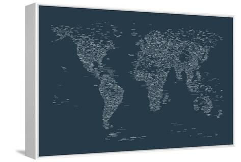 World Map of Cities Stretched Canvas Print by Michael Tompsett | Art.com
