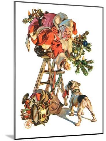"Santa Up a Ladder,"December 20, 1930 Giclee Print by Joseph Christian ...