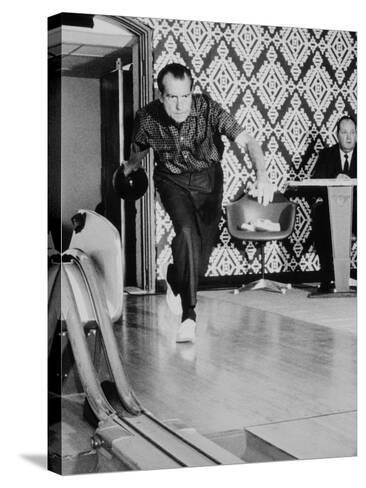 Richard Nixon Bowling at the White House Bowling Alley, 1970 Photo by ...