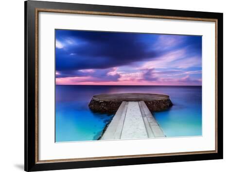 Beautiful Pier in Sunset, Dramatic Purple and Blue Cloudy Sky, Place ...