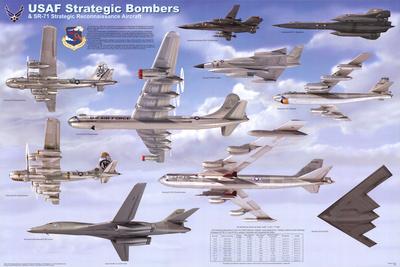 'USAF Strategic Airplane Bombers Educational Military Chart Poster ...