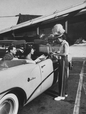 'Carhop Taking an Order from Customers at a Hollywood Drive-In ...