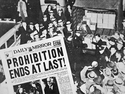 'Headline Declaring the End of Prohibition, 6th December, 1933' Giclee ...