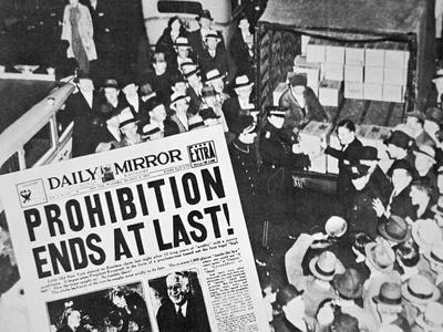 'Headline Declaring the End of Prohibition, 6th December, 1933' Giclee ...