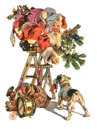 '"Santa Up a Ladder,"December 20, 1930' Giclee Print - Joseph Christian ...