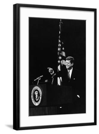 President Kennedy Pointing to a Reporter During a Press Conference ...