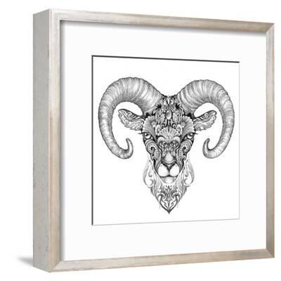 Mountain Sheep, Argali, Black and White Ink Drawing Art Print by Vensk ...