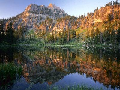 'Mt. Magog Reflected in White Pine Lake at Sunrise, Wasatch-Cache ...