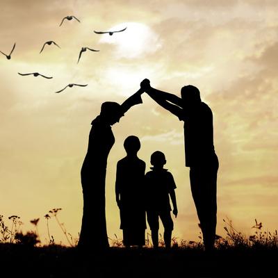 Family Parents and Children, Secure and Protecting Home Photographic ...