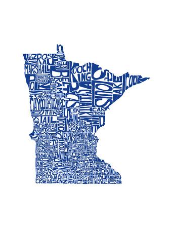 'Typographic Minnesota Blue' Art Print - CAPow | Art.com