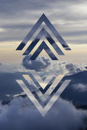 'Abstract Sky Geometric Landscape - Mountains and Cumulus Clouds ...